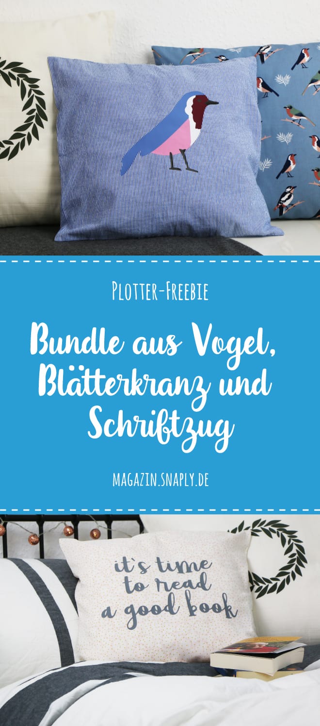Plotter-Freebie: Bundle aus Vogel, Blätterkranz und Schriftzug - Snaply ...